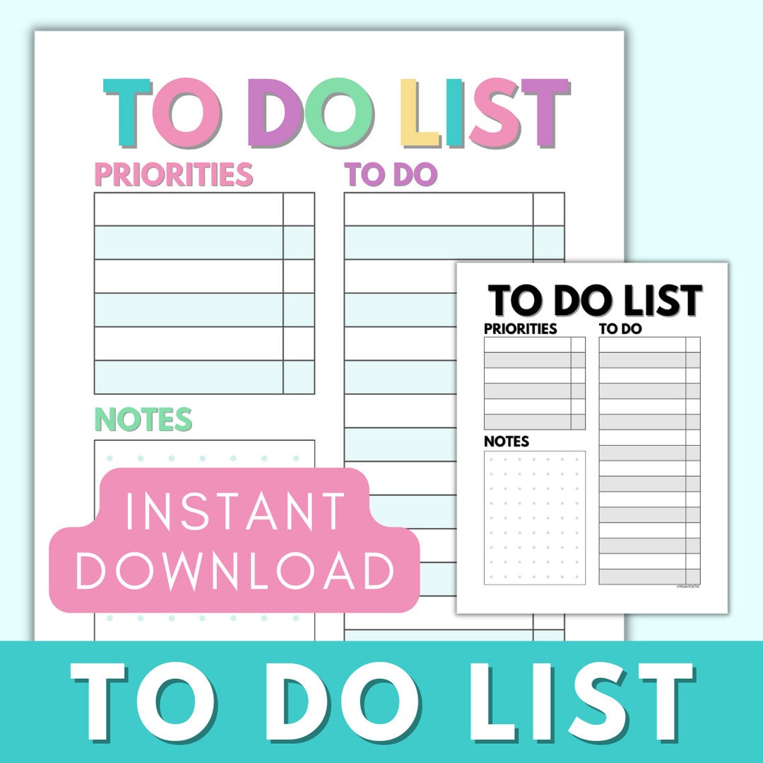 To Do List Printable, Daily Task List Template, Daily to Do List ...