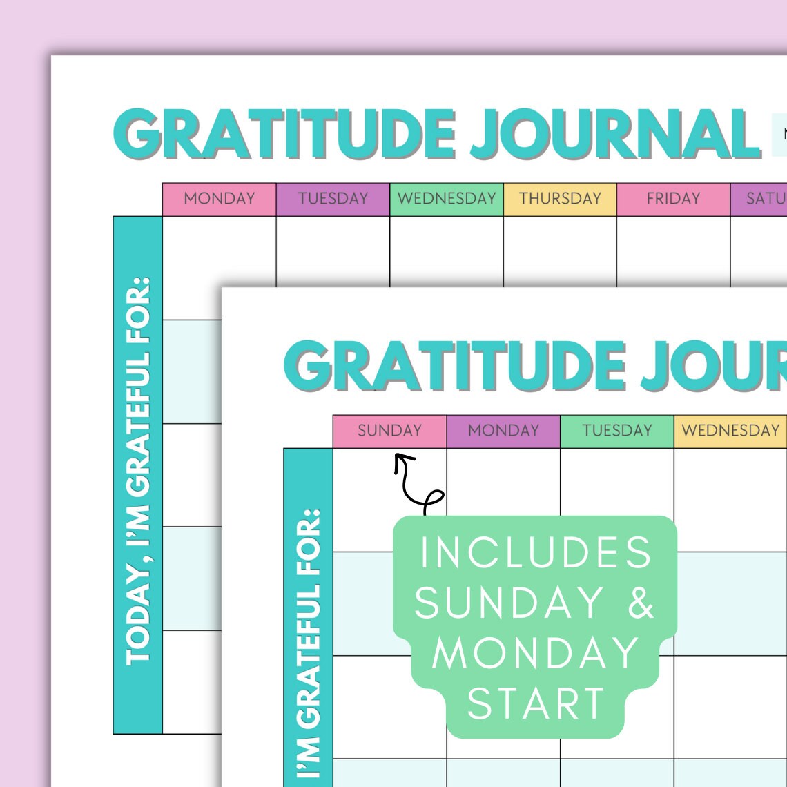 Gratitude Journal Printable, Printable Monthly Tracker Undated Calendar ...