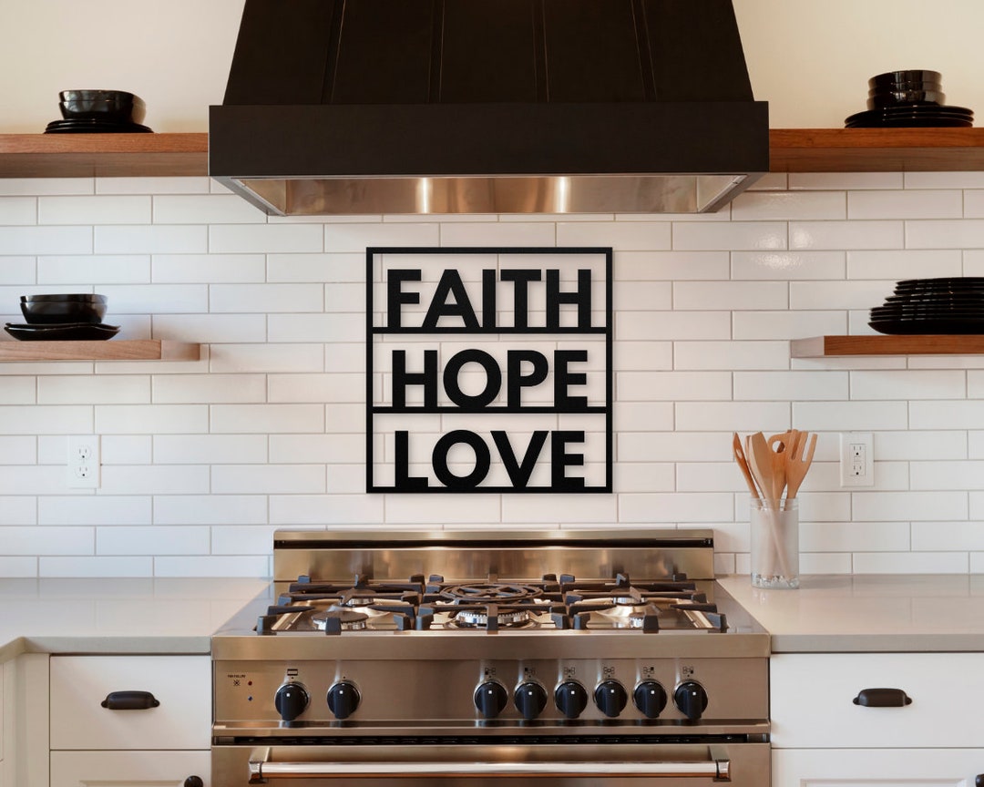 Christian Metal Wall Art Faith Hope Love, Christian Home Decor ...