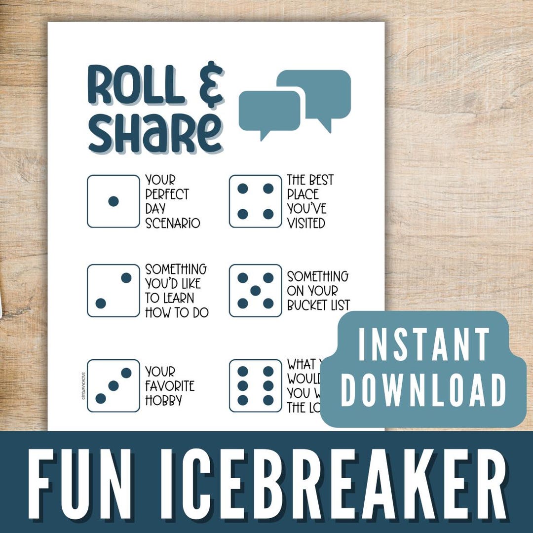 Office Party Icebreaker Game Printable, Roll and Share Team Building ...