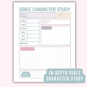 Bible Character Study Template, Bible Study Printable, Christian ...