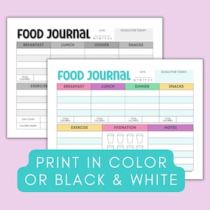Daily Food Journal Printable, Daily Food Planner, Daily Food Diary Meal ...