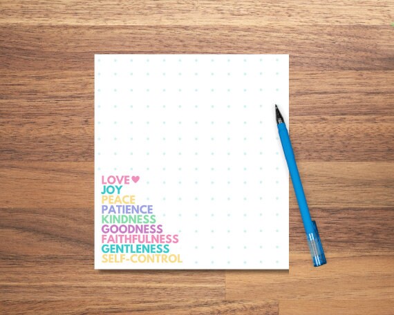 Fruit of the Spirit Notepad, Cute Bible Verse Gift for Christian ...