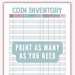 Coin Inventory Log Printable, Coin Collection Tracker, Collectible Coin ...