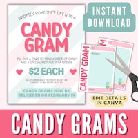 Valentine Candy Grams - Editable - Printable - PTO Fundraiser - Canva ...