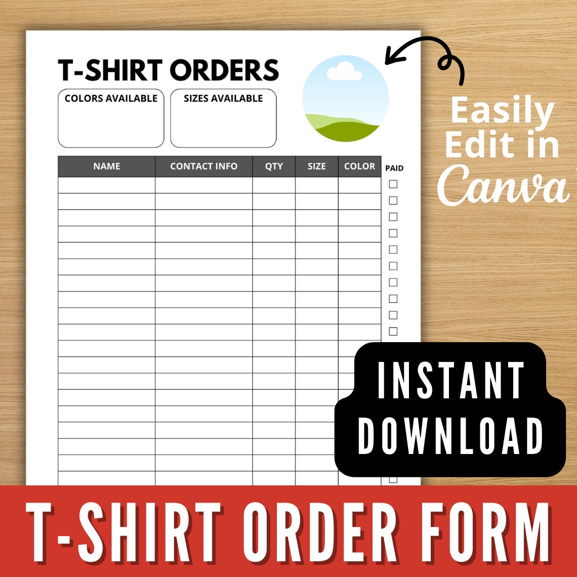T Shirt Fundraiser Order Form Template T Shirt Order Form Template