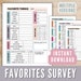 Favorite Things Survey Printable, Coworker Questions, All About Me ...