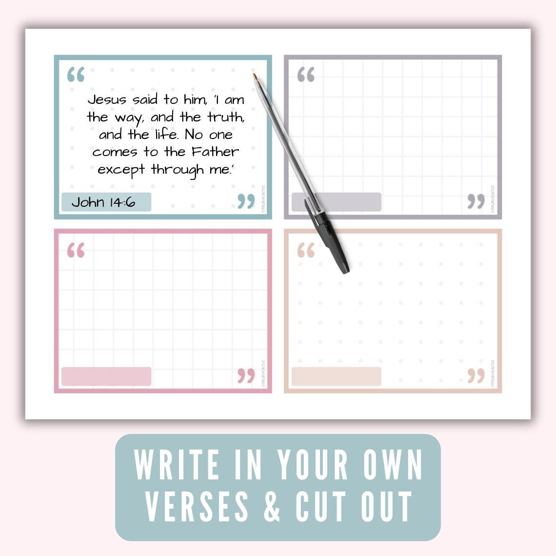 Blank Bible Verse Cards Printable, Scripture Memorization Flash Cards ...