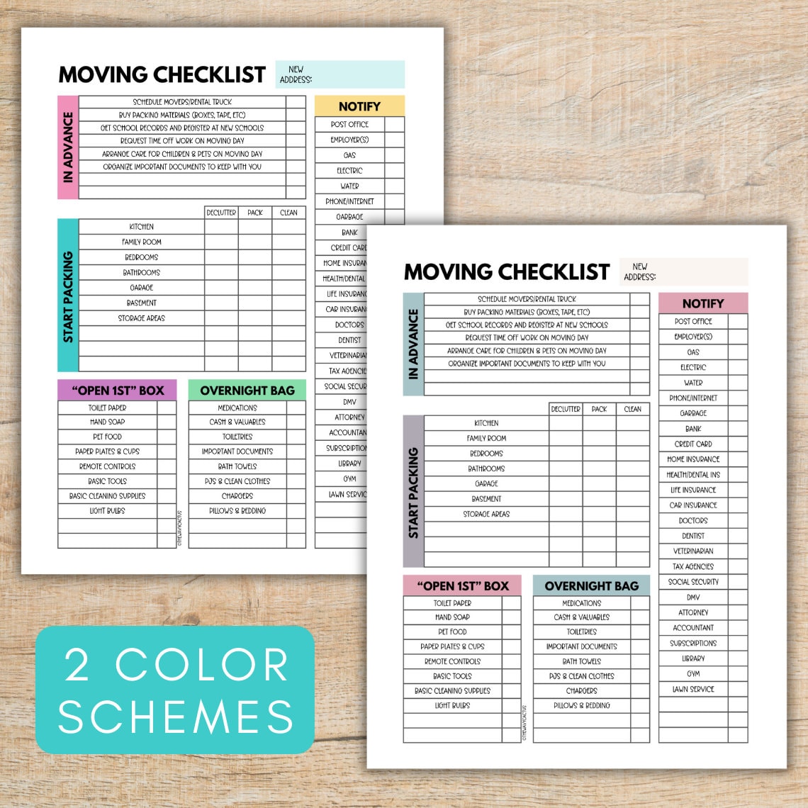 Moving Checklist Printable, Colorful Moving Planner, Relocation ...