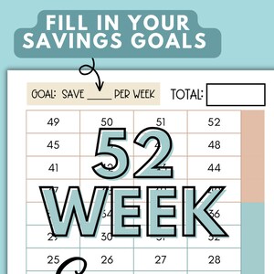 52 Week Challenge Printable 52 Week Savings Challenge Tracker Money ...