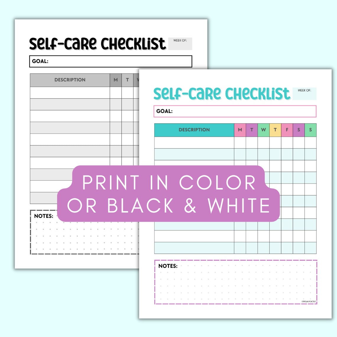 Self Care Checklist Printable, Self-care Planner Journal Tracker ...
