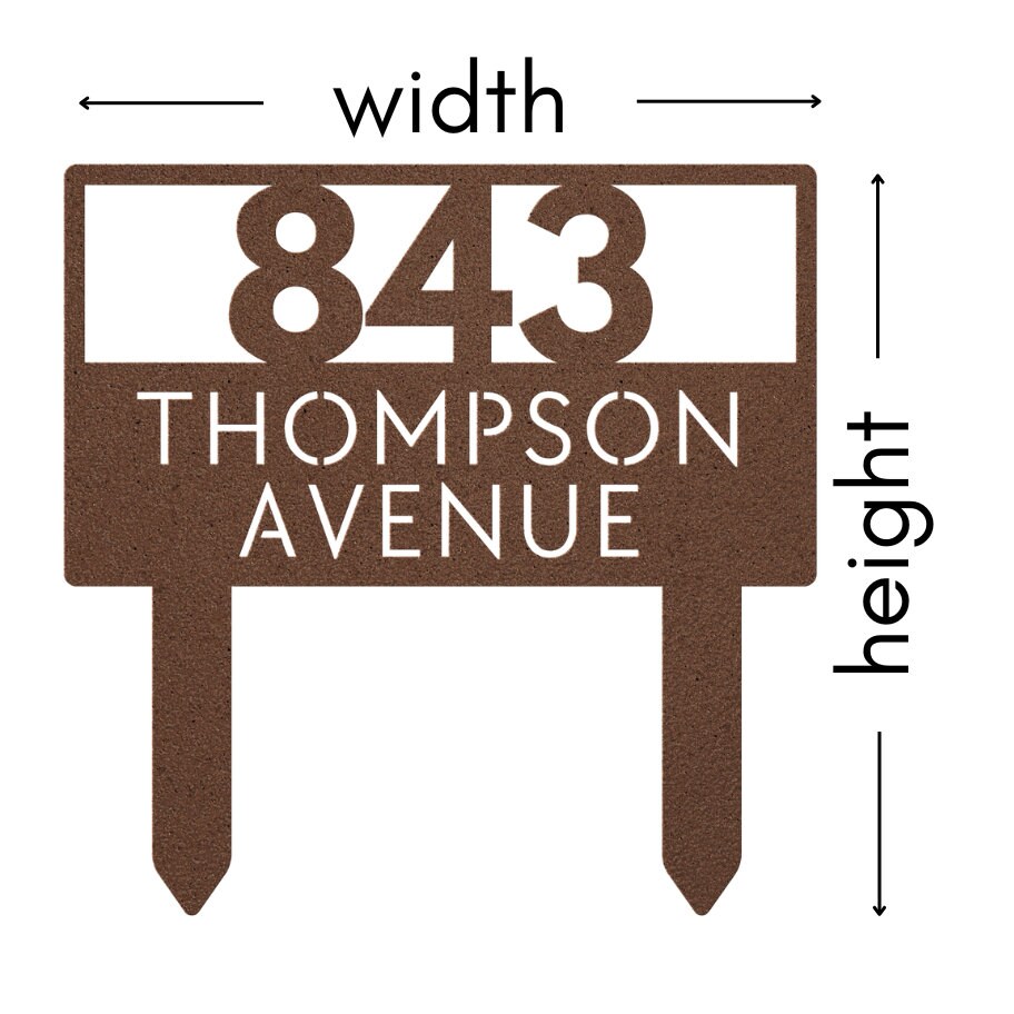 Modern Address Sign With Stakes, Minimal Metal Address Yard Sign ...