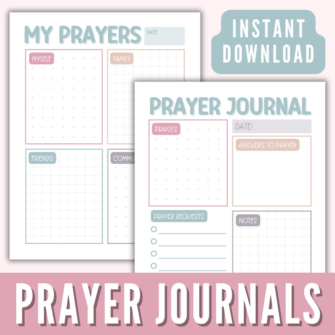Prayer Journal Printable Template, Cute Daily Prayer Printable Planner ...