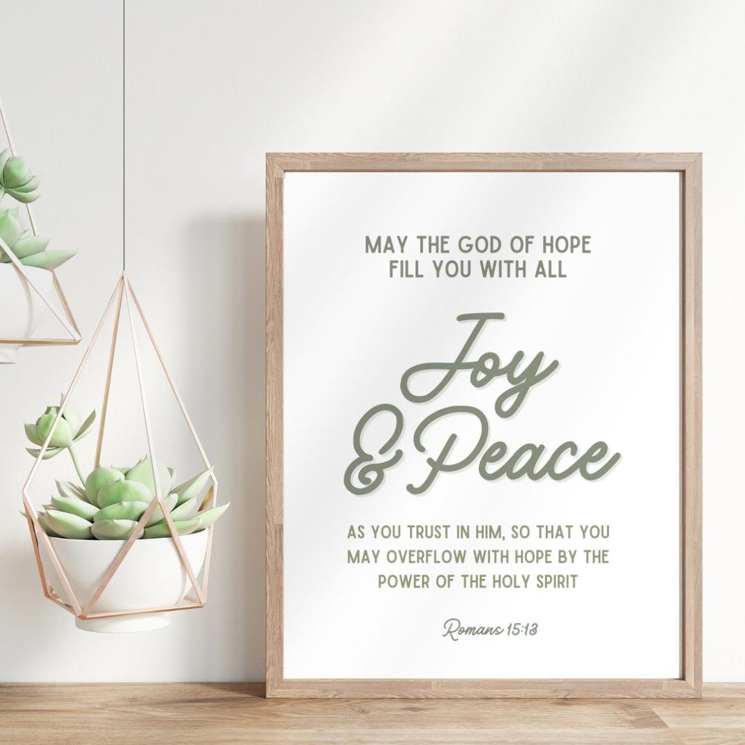 Christian Bible Verse Wall Art, Joy and Peace Printed Poster, Religious ...