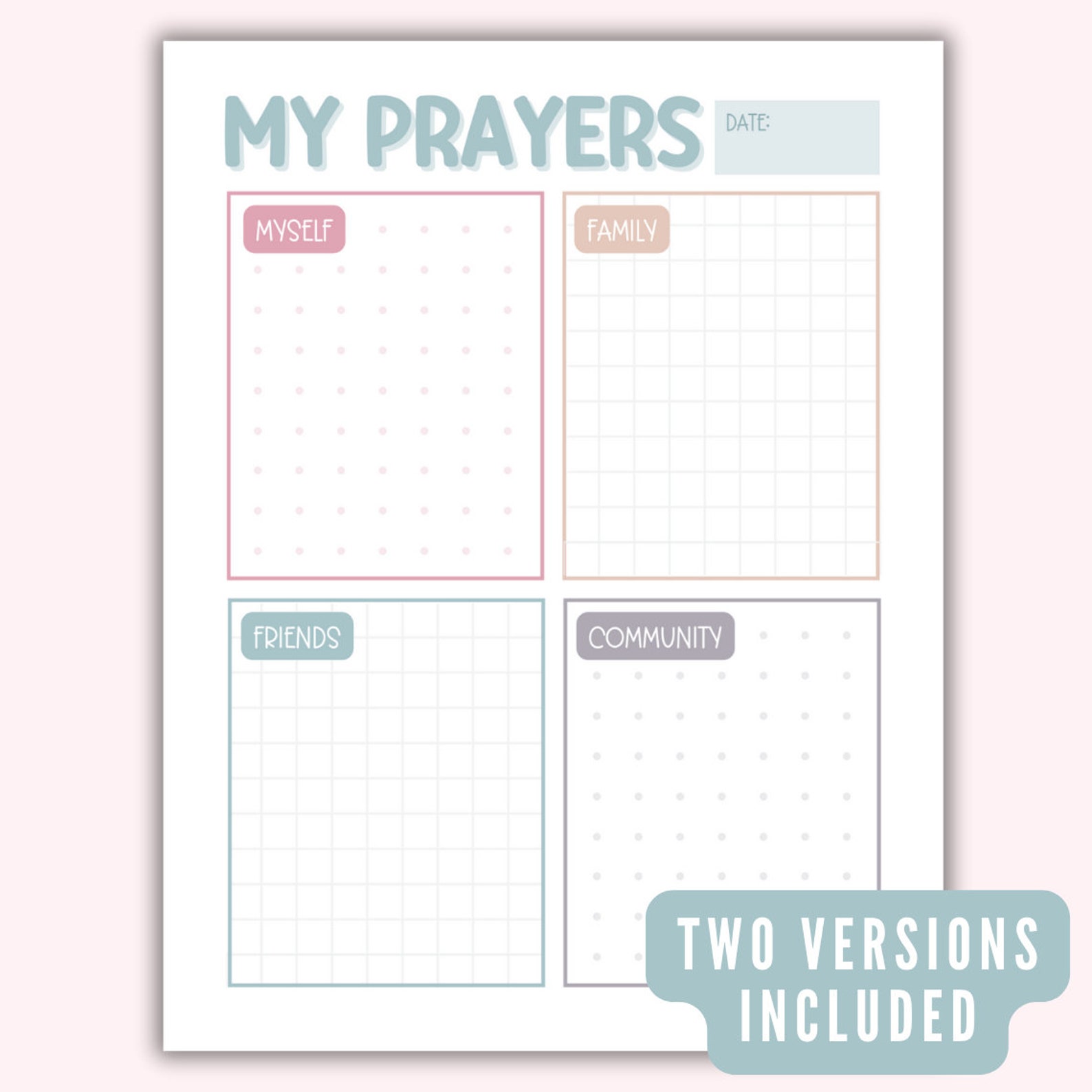 Prayer Journal Printable Template, Cute Daily Prayer Printable Planner ...