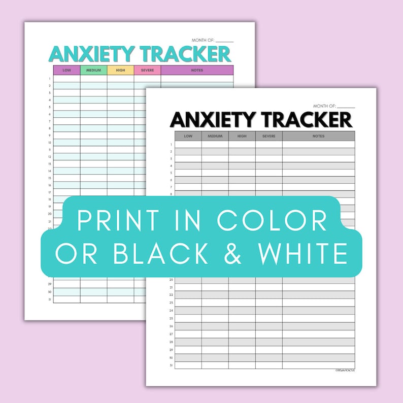 Anxiety Tracker Printable Template, Mental Health Log, Daily Stress Log ...