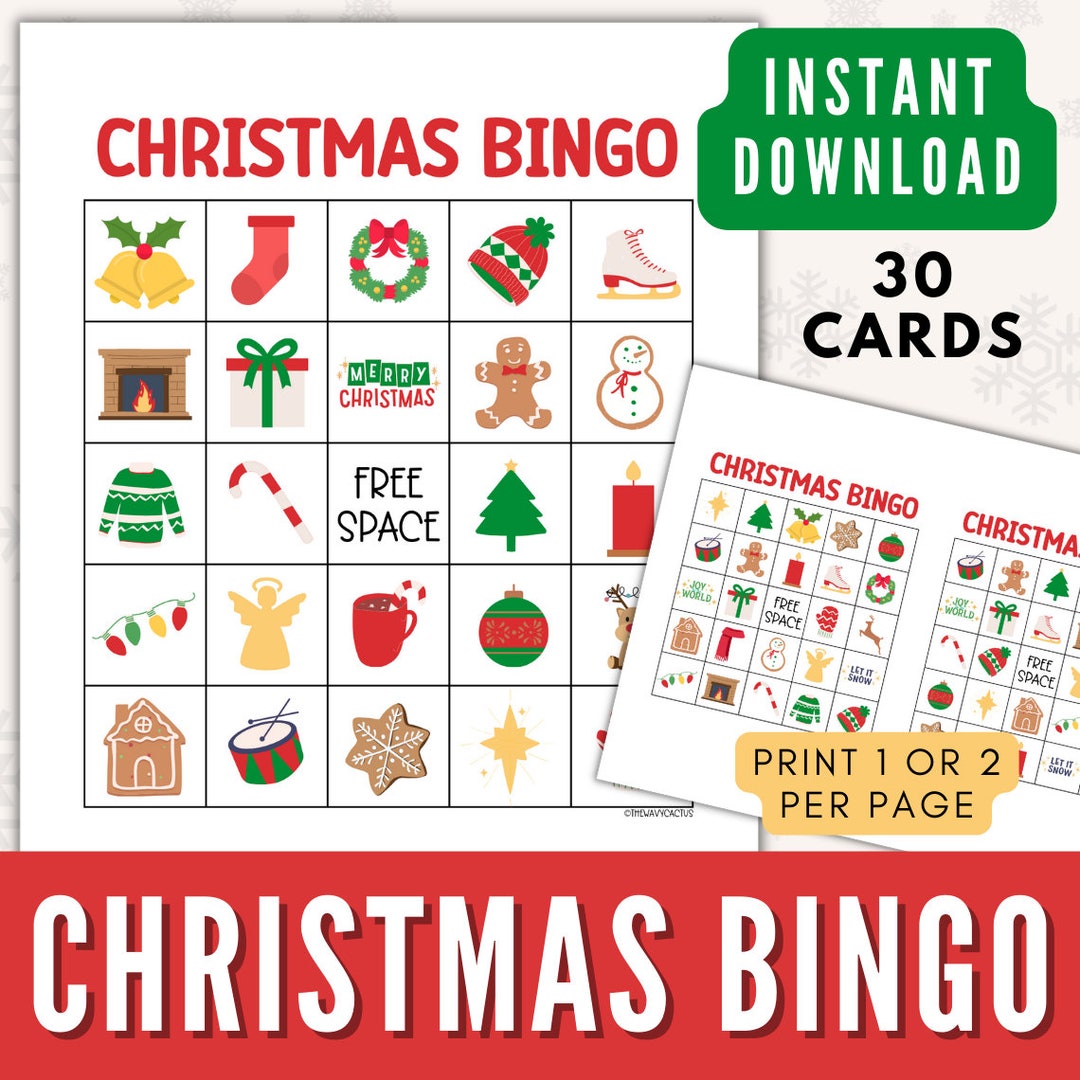 Christmas Bingo Printable, Christmas Bingo Cards for Kids or Adults ...