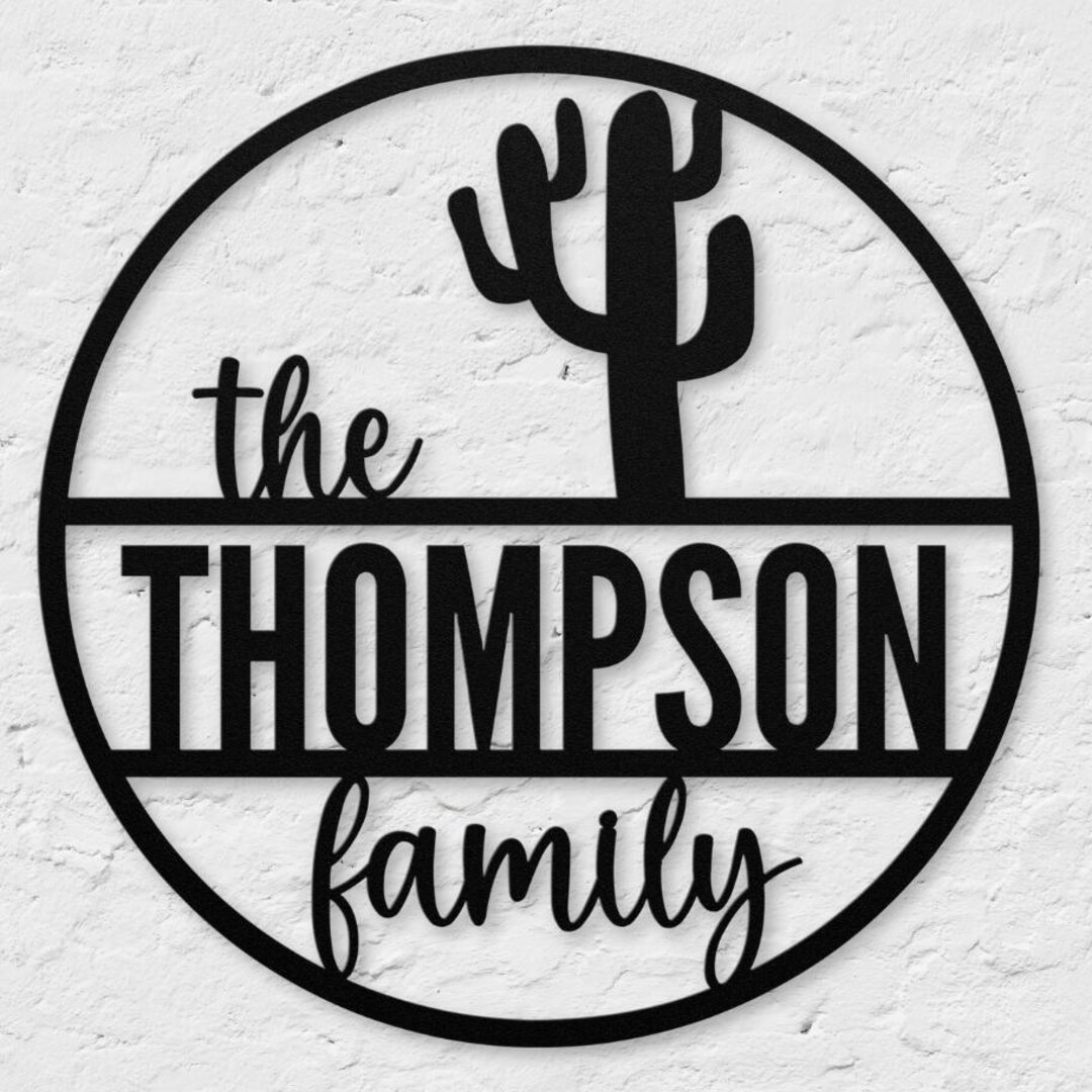 Custom Last Name Sign - Cactus Family Name Metal Sign - Personalized ...