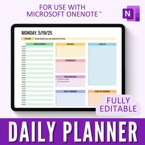 Onenote Daily Planner Template, Colorful Minimalist Digital Planner ...