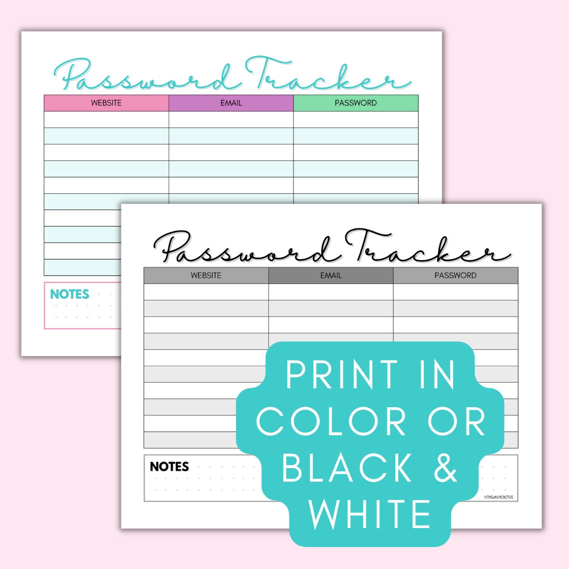 Password Tracker Printable, Colorful Password Keeper Sheet, Password ...