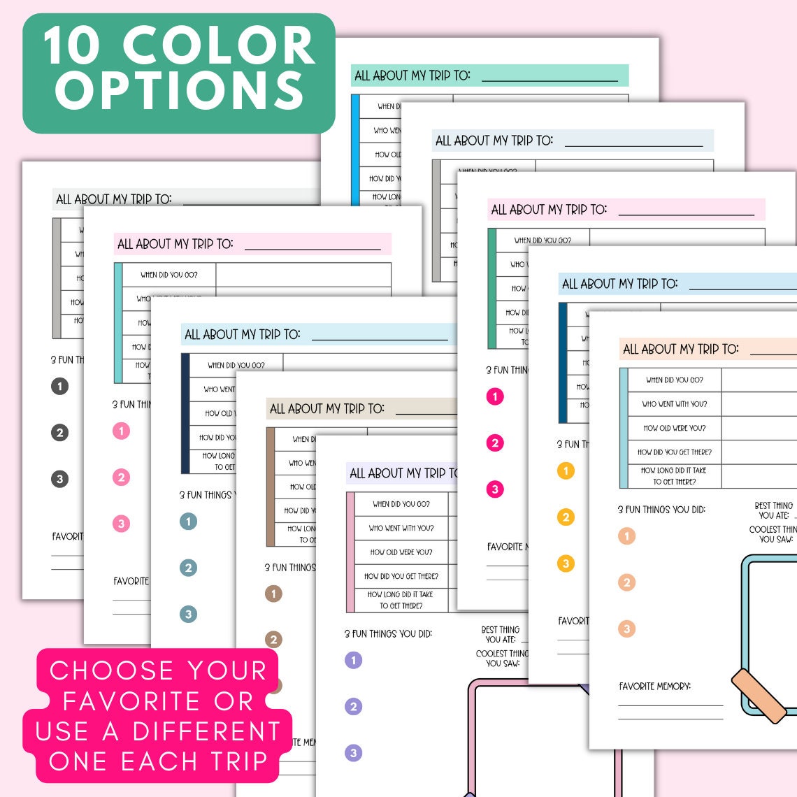 Travel Journal Kids Printable, Vacation Diary Kids Instant Download ...