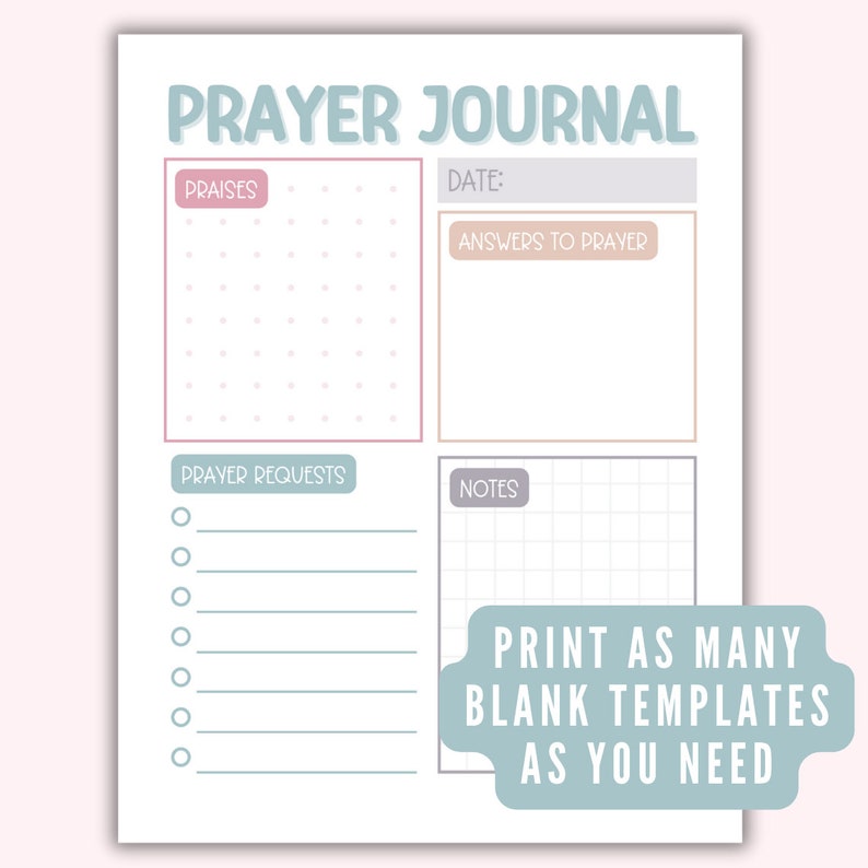 Prayer Journal Printable Template, Cute Daily Prayer Printable Planner, Colorful Prayer Planner ...