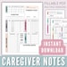 Caregiver Log Printable With Overnight Notes, Caregiver Daily Log ...