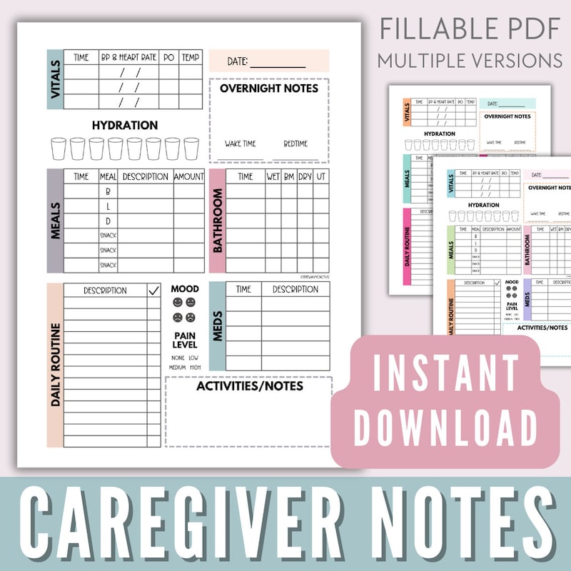 Caregiver Daily Log - Etsy