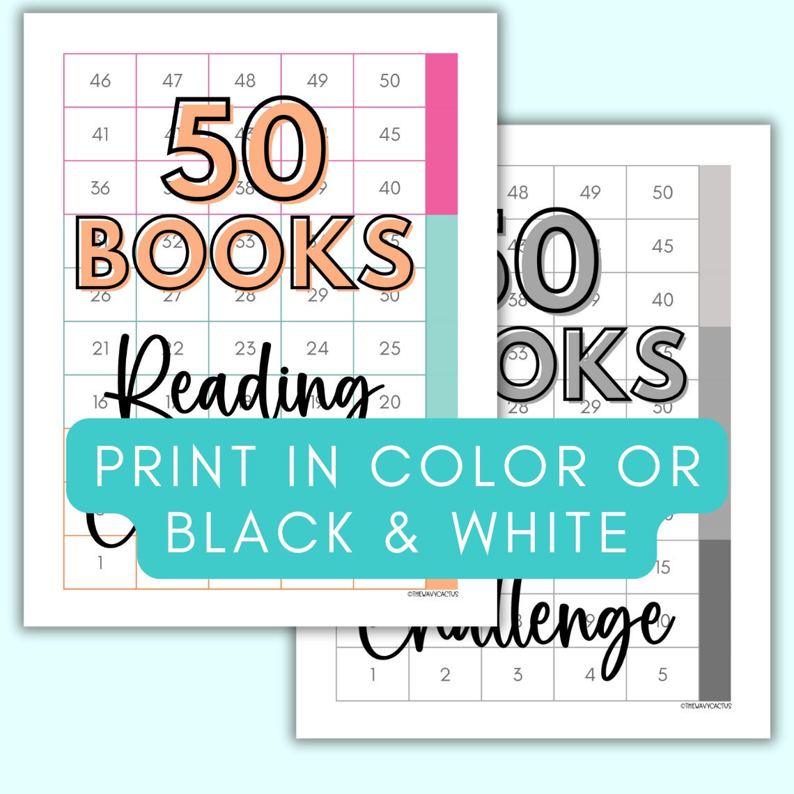 50 Books Reading Challenge Printable Tracker, Reading Tracker, Reading ...