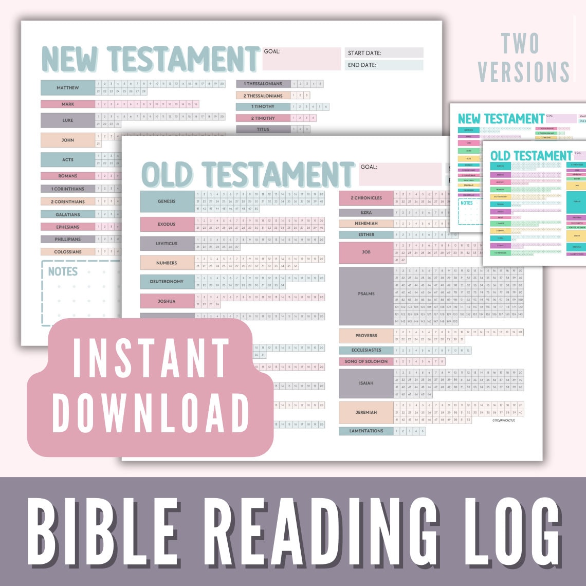 Bible Reading Tracker Printable, Daily Bible Reading Log Checklist ...