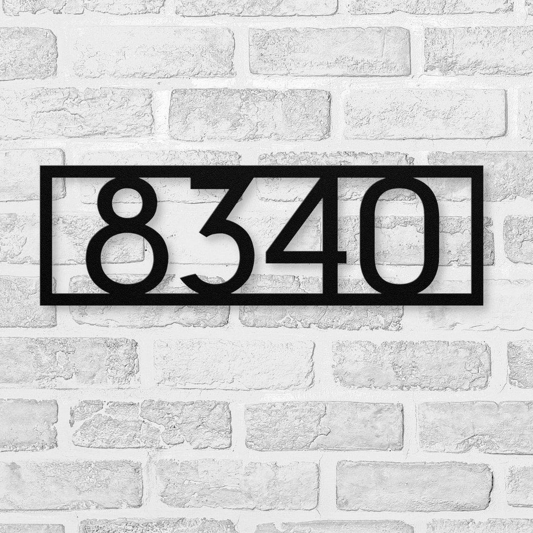 Horizontal Metal House Number Sign, Modern Address Number Sign, Metal ...