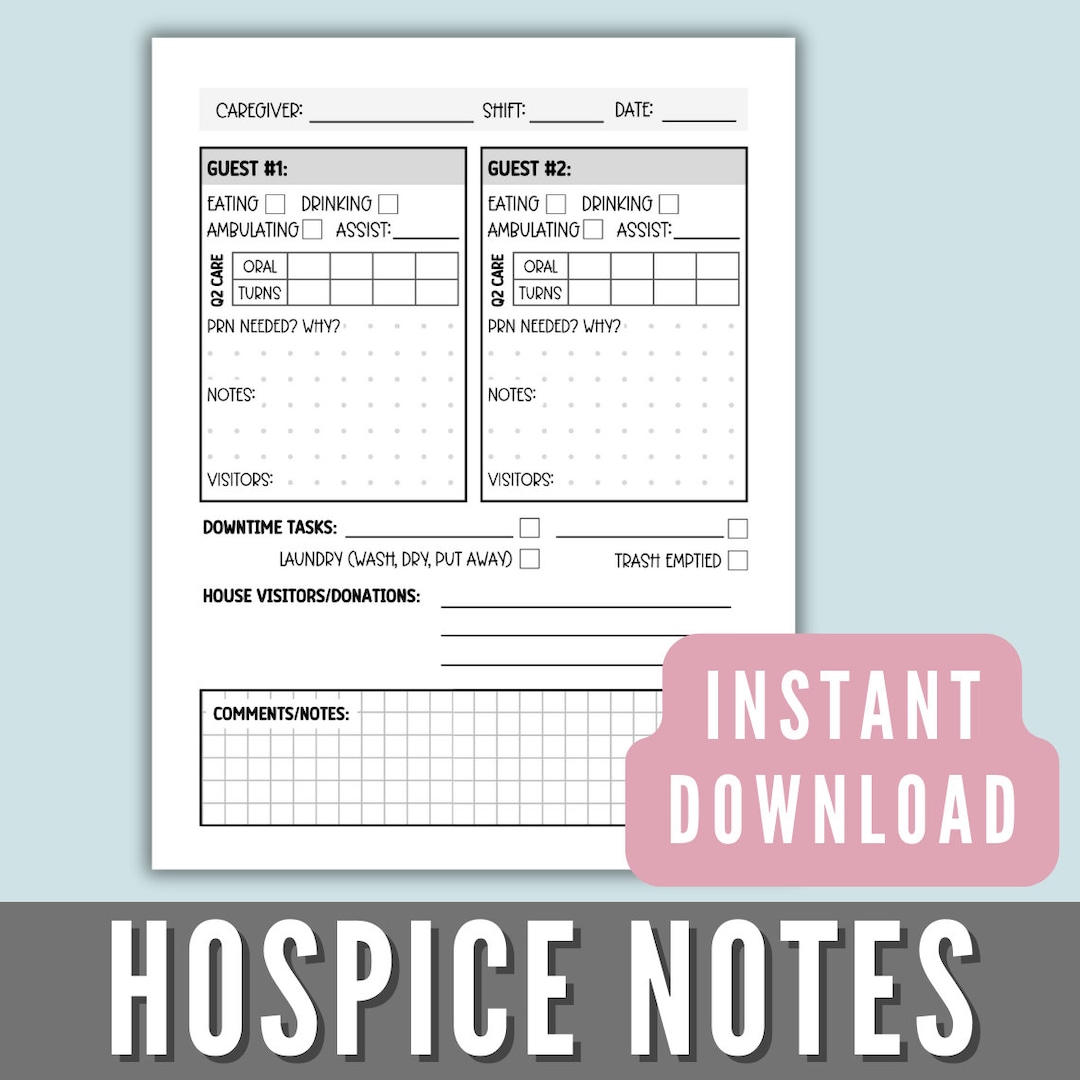 Hospice Caregiver Log Printable, Caregiver Daily Log Instant Download ...