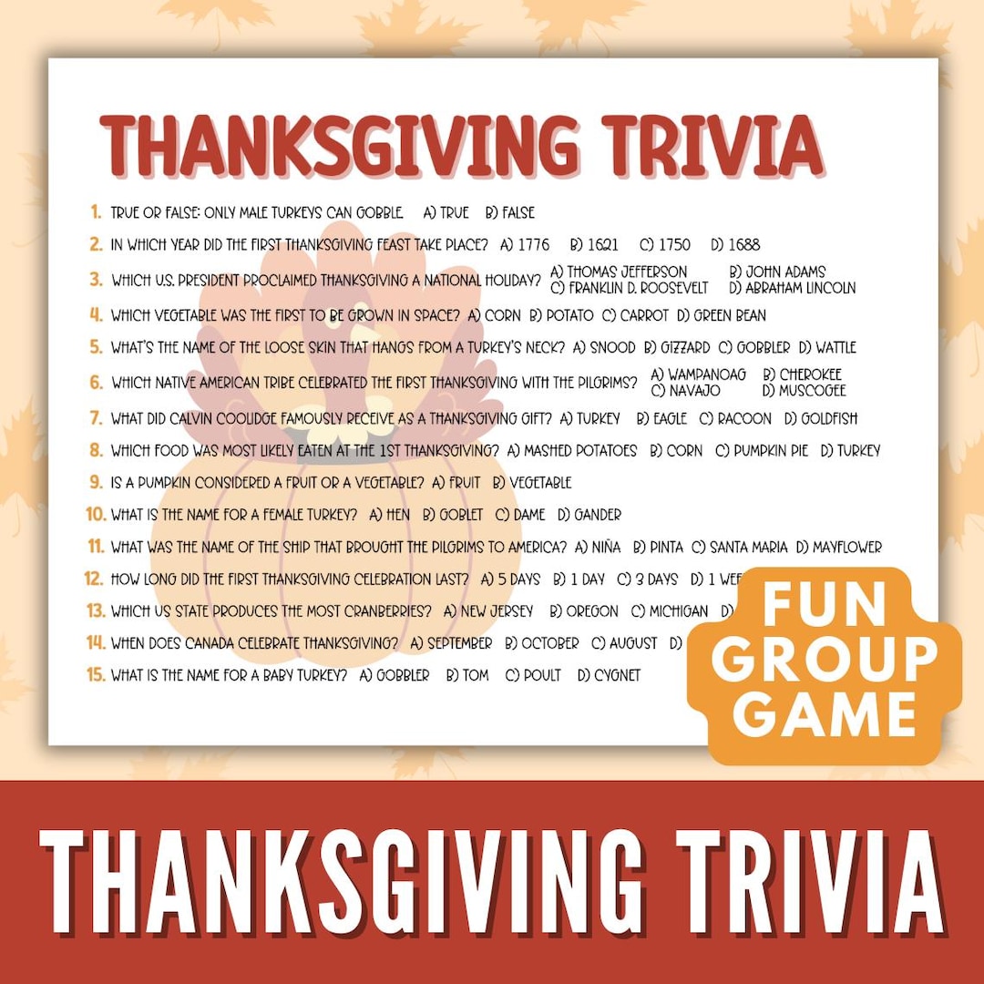 Thanksgiving Trivia Game, Thanksgiving Game Printable, Fun Thanksgiving ...