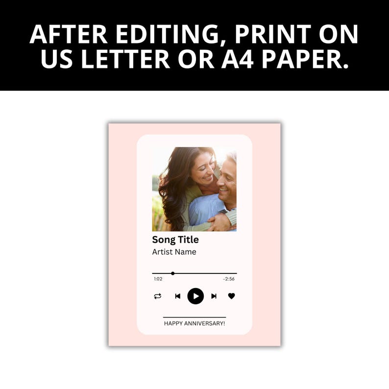 Editable Music Player Canva Template, Printable Favorite Song Plaque ...