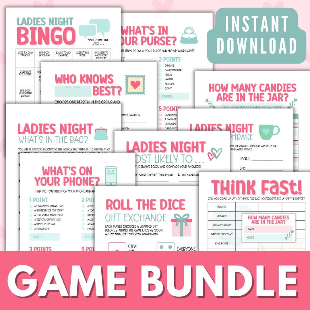 Ladies Night Game BUNDLE, Printable Girls Night Games, Galentine's Day ...