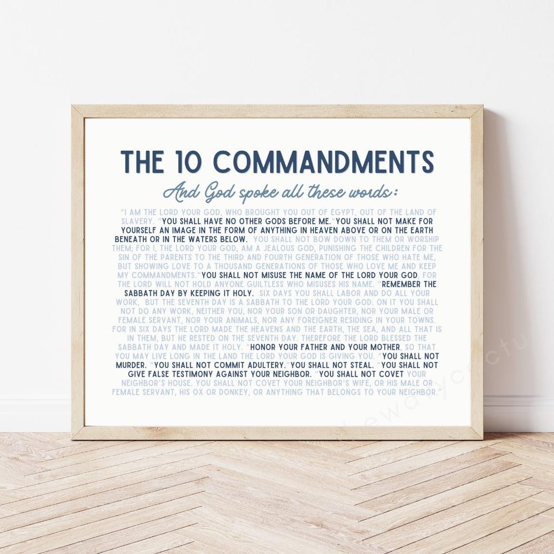 Ten Commandments Print, Minimalist Christian Wall Art, Modern Bible ...