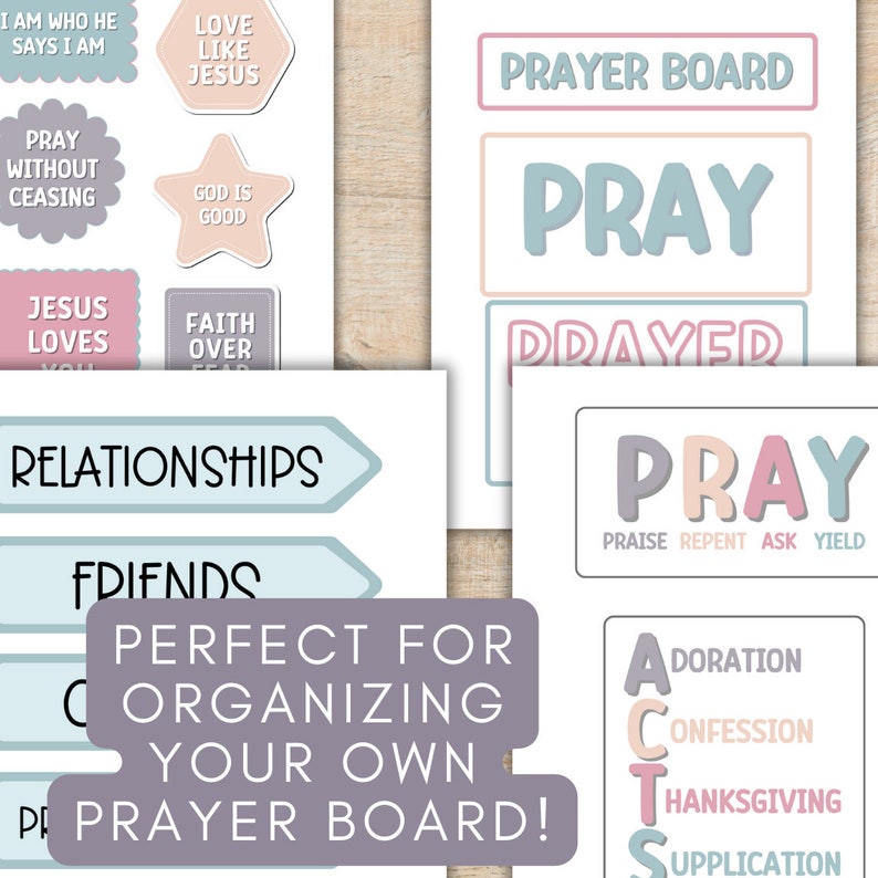 Prayer Board Kit Printable, Neutral Prayer Cards, Colorful Prayer ...