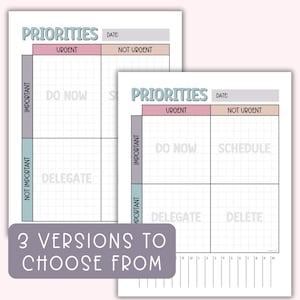 Eisenhower Matrix Task Priority Printable Tracker, Priority Matrix, to Do List Tracker Template ...