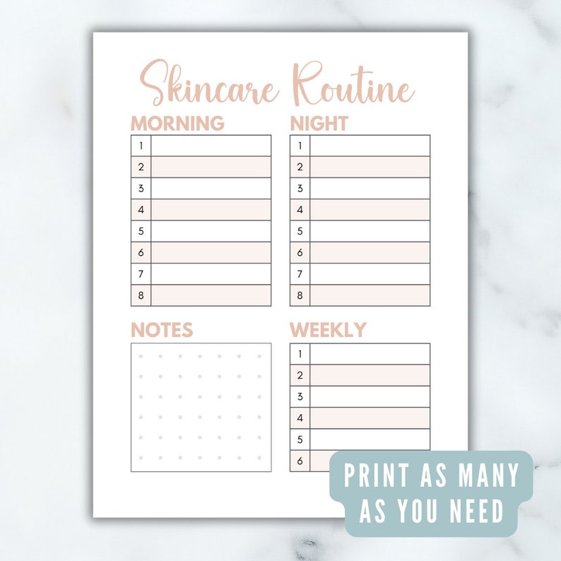 Skincare Routine Template Printable, Skincare Template Planner ...