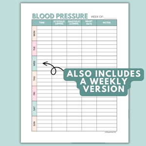 Blood Pressure Log Printable Blood Pressure Chart, Blood Pressure ...