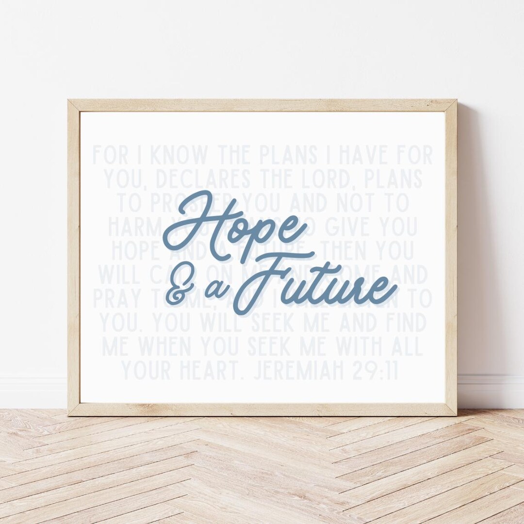 Christian Scripture Poster, Jeremiah 29:11 Bible Verse Wall Art ...