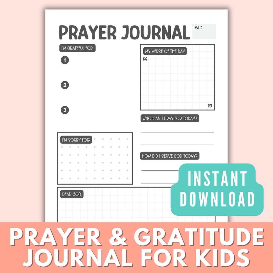 Prayer and Gratitude Journal for Kids Printable Template, Cute Daily ...