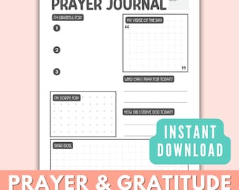 Prayer Journal Printable | Bible Study Guide | Gratitude Journal ...