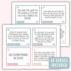 Bible Verse Cards Printable, Scripture Cards, Bible Memory Verse, Mini ...