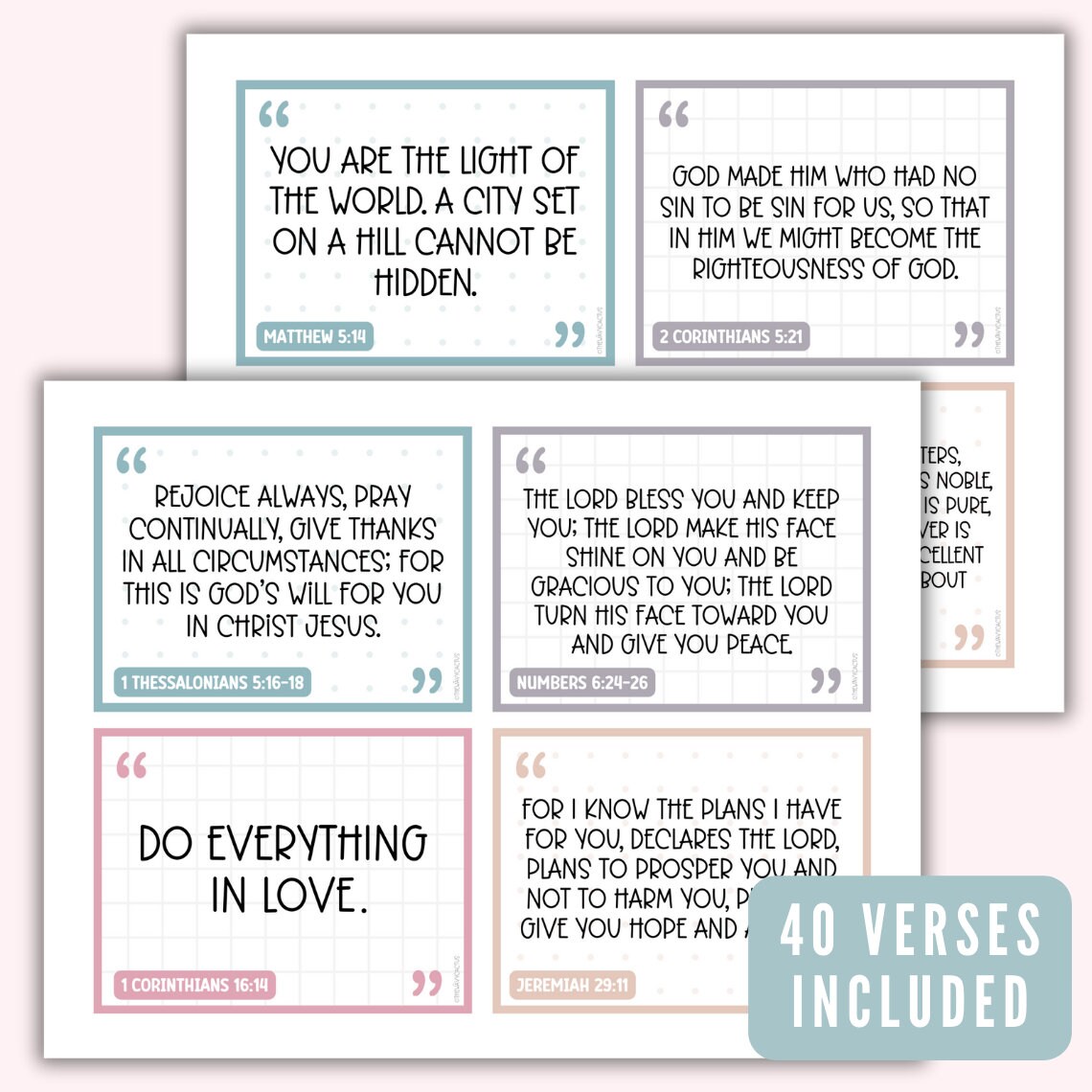 Bible Verse Cards Printable, Scripture Cards, Bible Memory Verse, Mini ...