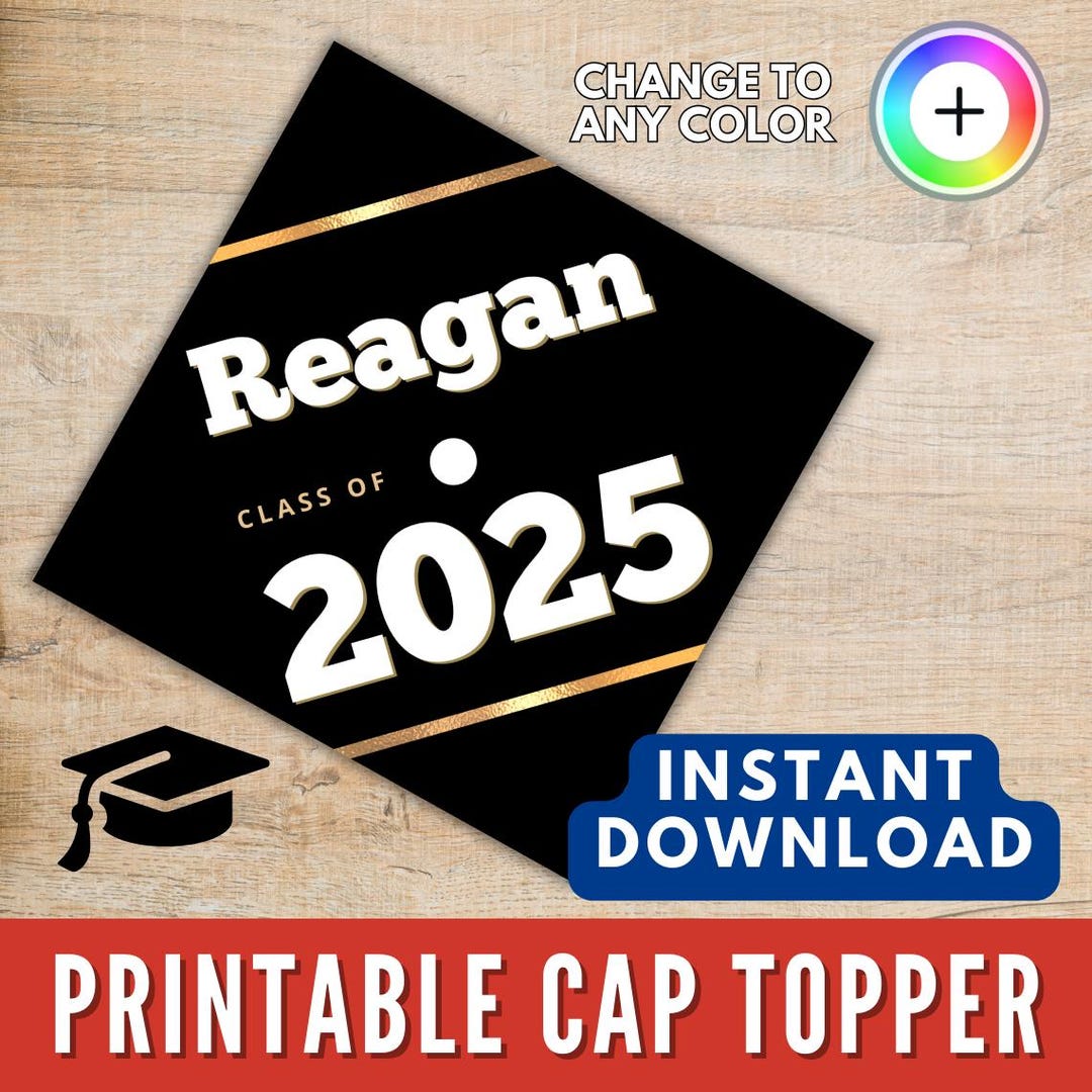 Editable Graduation Cap Topper Canva Template – Printable, Custom Name ...
