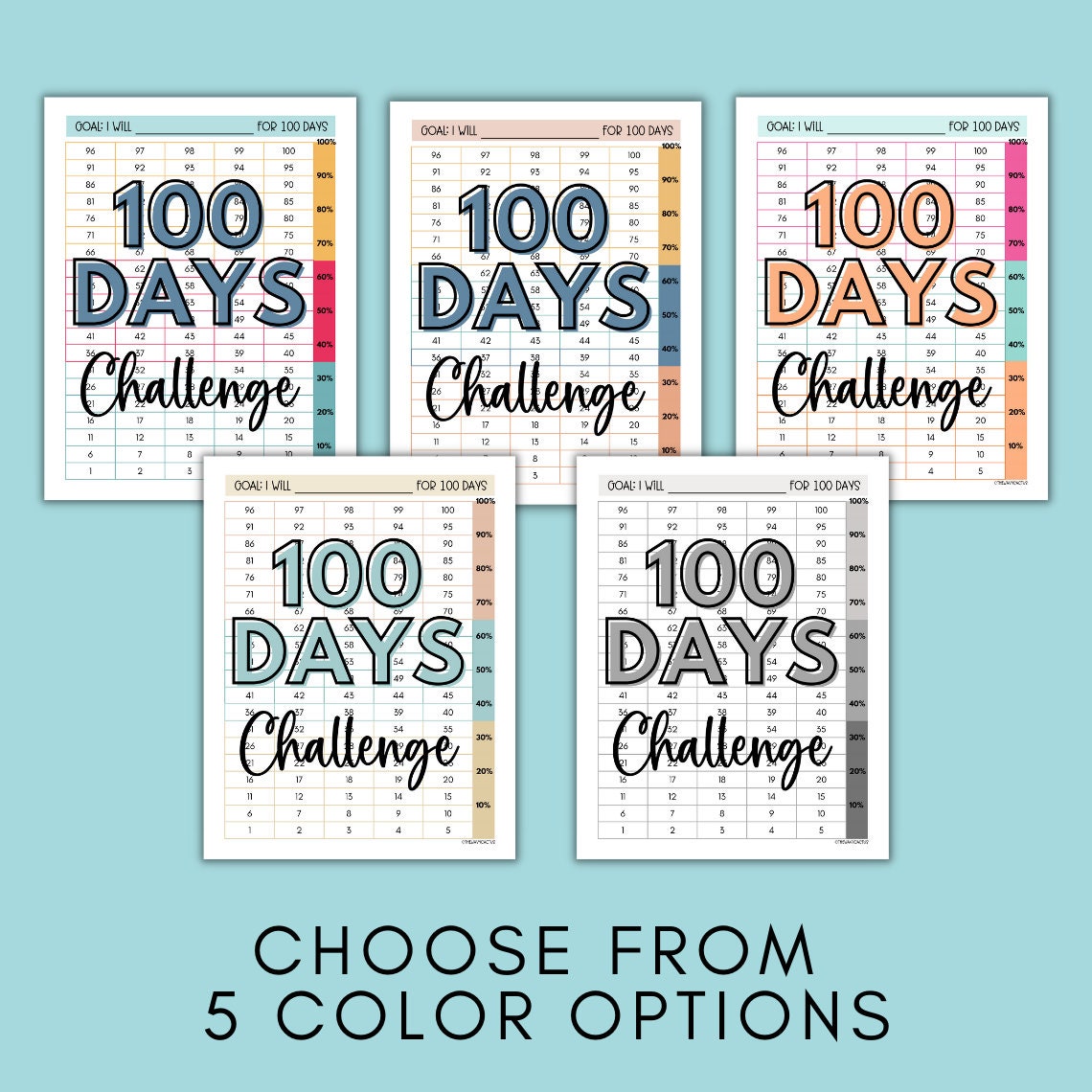 100 Days Challenge Printable 100 Day Challenge Habit Tracker 100 Day ...