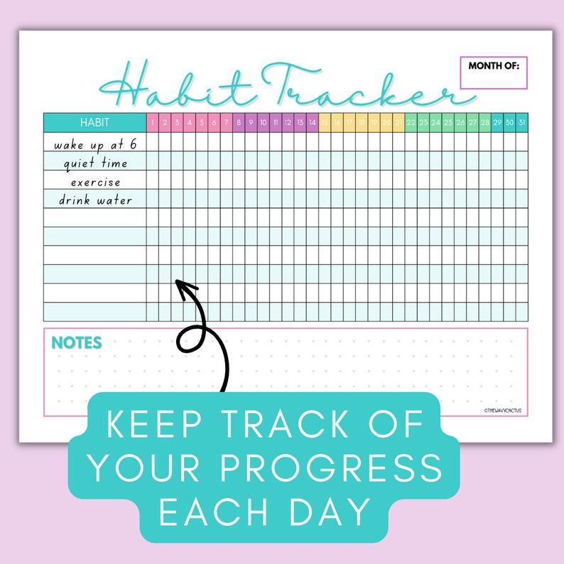 Monthly Habit Tracker Printable, Habit Tracker Template Chart, Routine ...