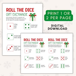 Christmas Dice Game Printable Christmas Gift Exchange Game, Christmas ...