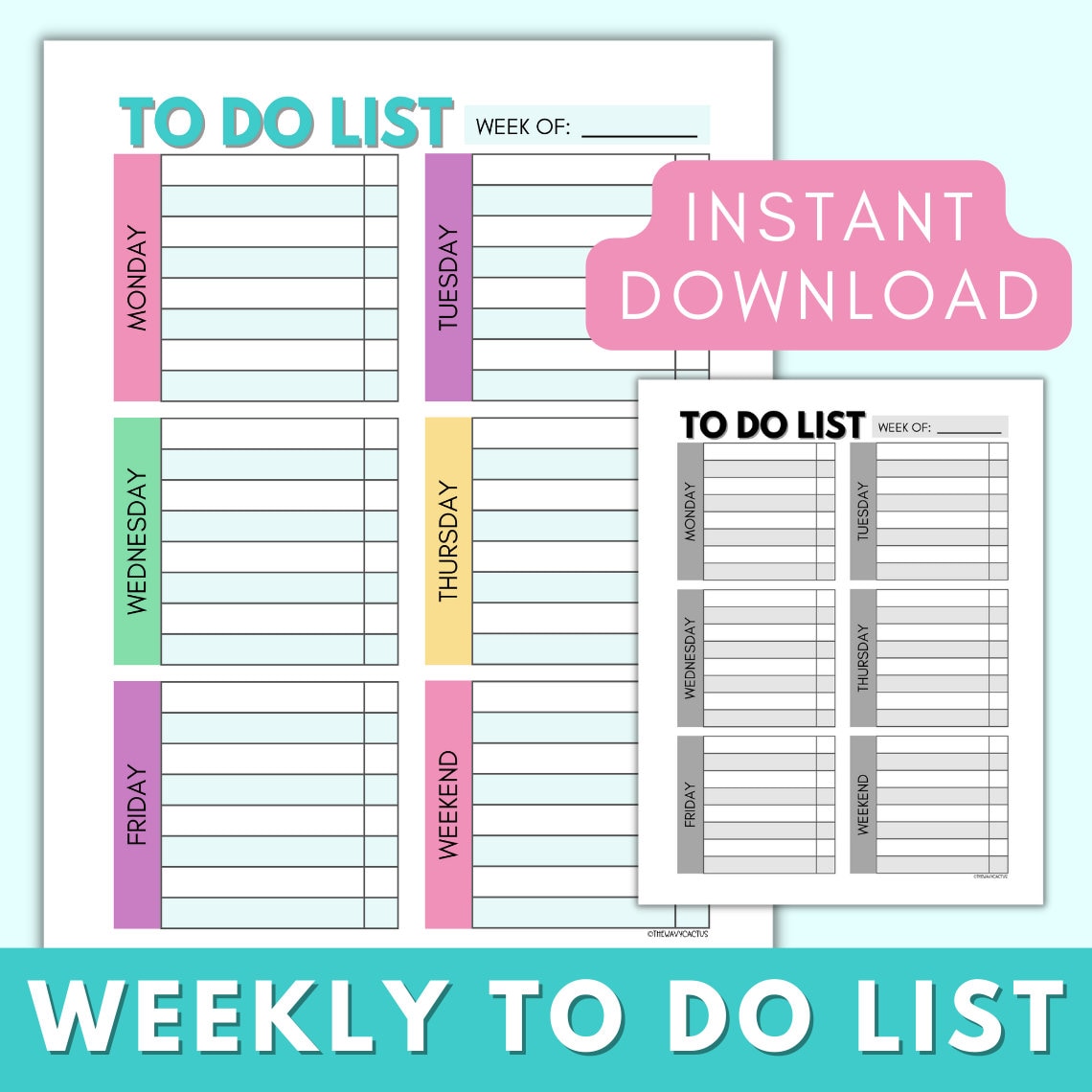 Weekly to Do List Printable, Weekly Task List Template, Weekly to Do ...